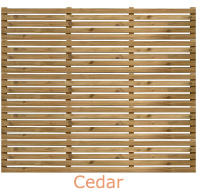 Cedar Slatted Fence Panels - Horizontal - 600mm Wide x 600mm High ...
