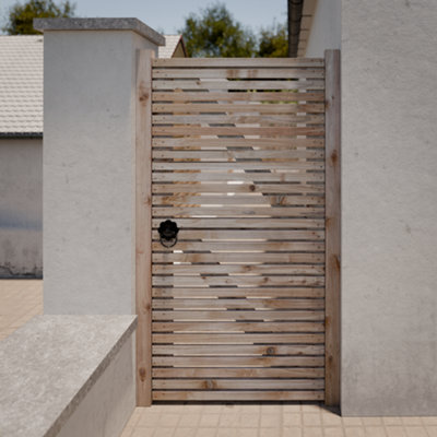 Cedar Slatted Gate Ruby Single Modern Wooden Gate for Gardens & Pathways
