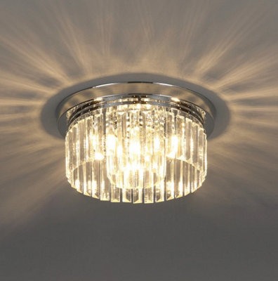 Ceiling Chandelier Pendant Light K9 Crystal Drop Lampshade 40cm Silver