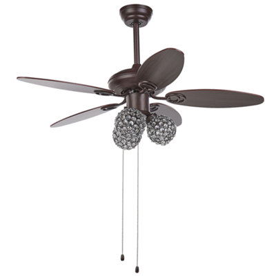 Ceiling Fan with Light Brown HEILONG | DIY at B&Q