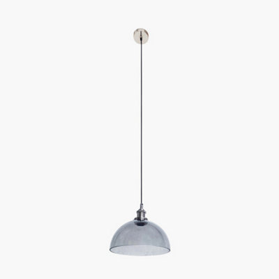 CEILING LIGHT ANTIQUE SILVER METAL AND GLASS DOME PENDANT
