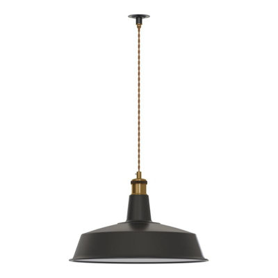 Ceiling Pendant Light Fitting with Black Metal Shade Adjustable Cable ...