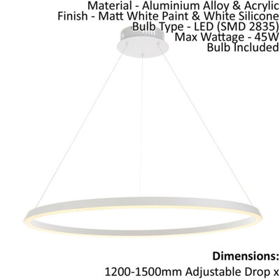 Ceiling Pendant Light - Matt White & White Silicone - 45W LED - Bulb ...