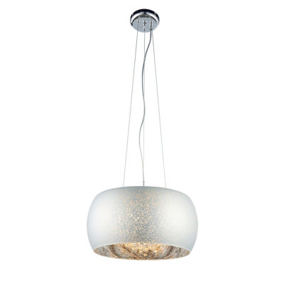 Ceiling Pendant Light Silver Effect & Clear Glass 5 x 28W G9 Dimmable