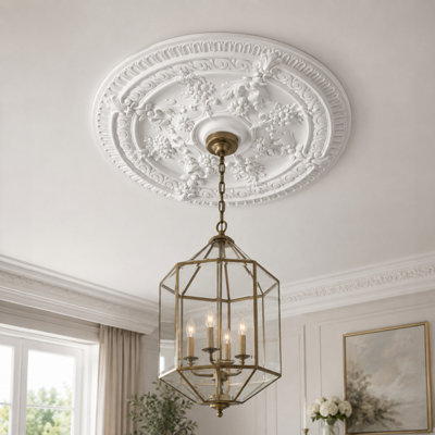 Ceiling Rose Helena Resin Strong Light Design Easy Fix 66cm Diameter ...
