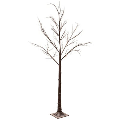 Celebright 6ft Christmas Twig Tree - Snowy Effect Brown Birch - Pre-Lit ...