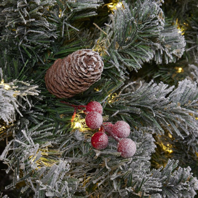 Celebright 7ft Premium Christmas Tree- Snowy Flocked Snowy Windsor ...