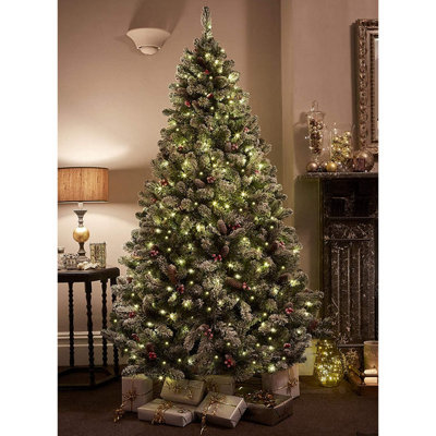 Celebright 7ft Premium Christmas Tree- Snowy Flocked Snowy Windsor ...