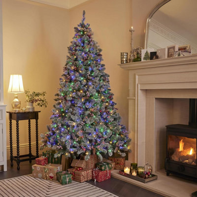 Celebright 7ft Premium Christmas Tree- Snowy Flocked Snowy Windsor ...
