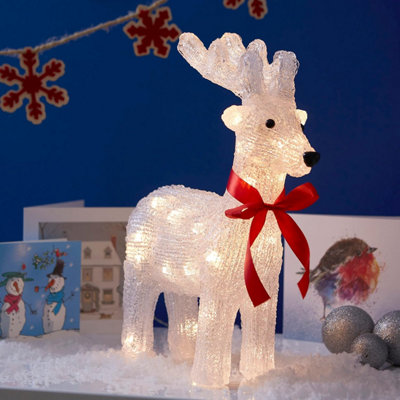 Celebright Acrylic Reindeer Christmas Decoration with Red Bow around ...
