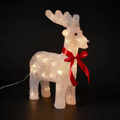 Celebright Acrylic Reindeer Christmas Decoration with Red Bow around ...