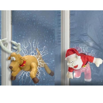 Celebright Christmas Crashing Santa and Reindeer Animated Decoration ...