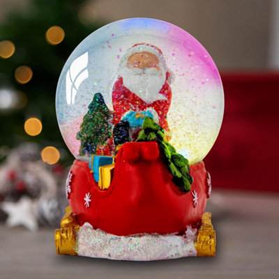 Celebright Christmas Musical Snow Globe - Plays 8 Songs With Changing LED Colours - Large 14cm ...