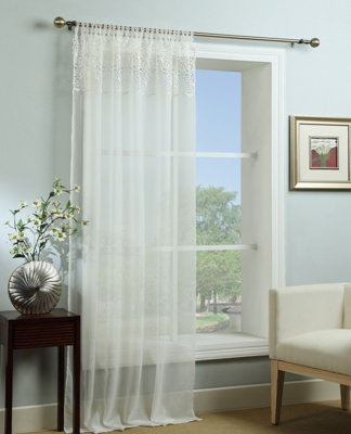 Celeste Macramé Ivory Tab Top Voile Panel