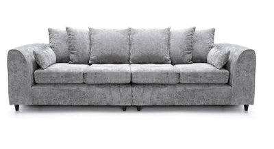 Celestial 4 Seater Scattter Back Chenille Fabric Sofa Silver