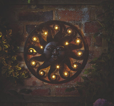 Celestial Sun Light Up Wall or Fence Decoration - Battery Powered Home ...