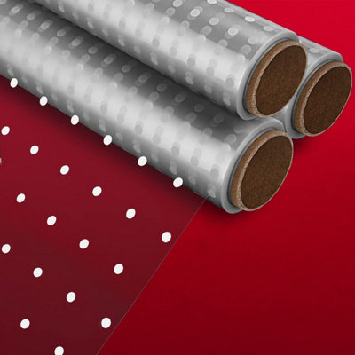 Cellophane Roll with White Dots Pattern, (3 Pack) Cellophane Wrapping ...