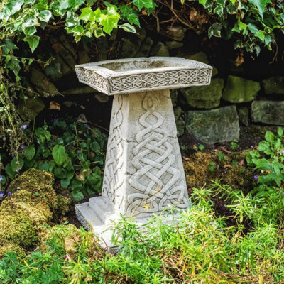 Celtic Birdbath and a Pair of Planters