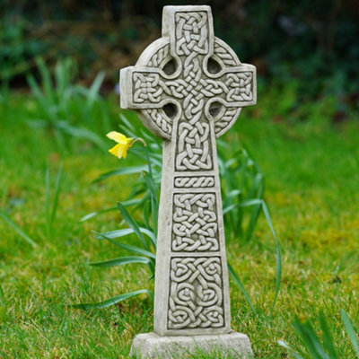 Celtic Cross Large Stone Statue British Knotwork Outdoor Garden ...