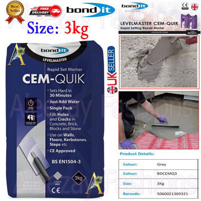 Cem-Quick Bondit Quick Set Cement Quick Dry Rapid Set 3kg