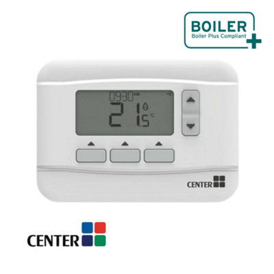 Center RF Wireless Room Thermostat 7 Day Programmable Boiler Plus Compliant