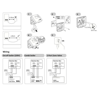 Center RF Wireless Room Thermostat 7 Day Programmable Boiler Plus Compliant