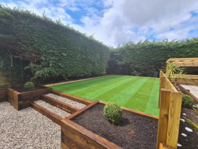 Central Park Stripe Artificial Grass 5m Wide (5m x 10m) 50sqm | DIY at B&Q