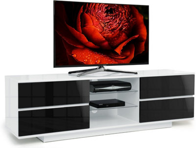 Centurion Supports Avitus Gloss White with 4-Black Drawers and 2 ...