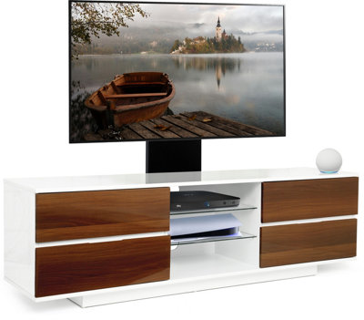 Centurion Supports Avitus Gloss White with 4-Walnut Drawers and 3 ...