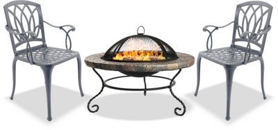 Centurion Supports AZURE Fire Pit with PREGO 2 Large Black Bistro ...