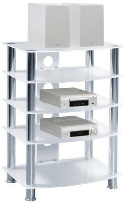 Centurion Supports Galago 5-Shelf White with Silver Legs Flat Screen TV ...
