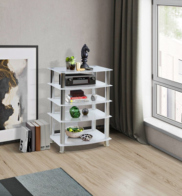 Centurion Supports Galago 5-Shelf White with Silver Legs Flat Screen TV ...