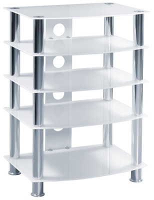 Centurion Supports Galago 5-Shelf White with Silver Legs Flat Screen TV ...