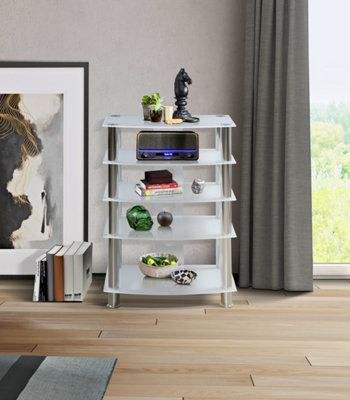Centurion Supports Galago 5-Shelf White with Silver Legs Flat Screen TV ...