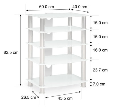 Centurion Supports Galago 5-Shelf White with Silver Legs Flat Screen TV ...