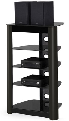 Centurion Supports Zinnia 5-Shelf Black Glass with Gloss Black Fascia ...