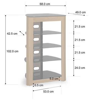 Centurion Supports Zinnia Black with Oak Fascia 5-Shelf Flat Screen TV ...