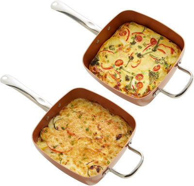 Cera Titanware Deep-Sided Copper-Infused Square Non-Stick Cooking Pan ...