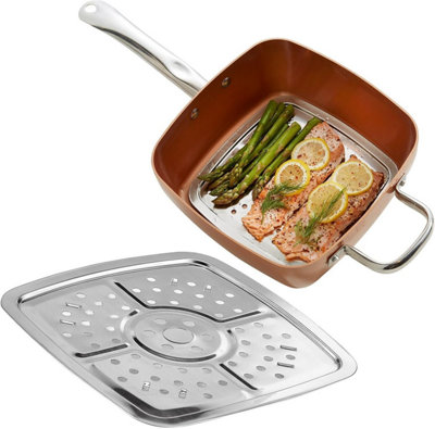 Cera Titanware Deep-Sided Copper-Infused Square Non-Stick Cooking Pan ...