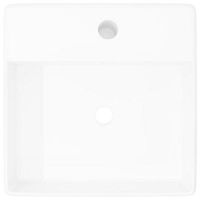 Ceramic Basin Square with Overflow and Faucet Hole 41 x 41 cm | DIY at B&Q