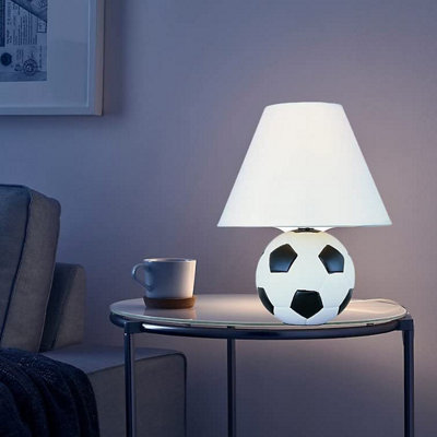 Ceramic Bedside Kids Football Table Lamp Light with Soft Shade Football ...