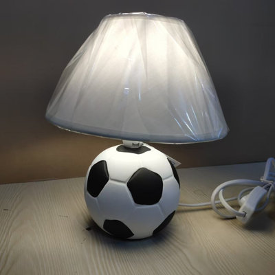 Ceramic Bedside Kids Football Table Lamp Light with Soft Shade Football ...