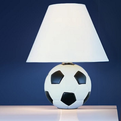 Ceramic Bedside Kids Football Table Lamp Light with Soft Shade Football ...