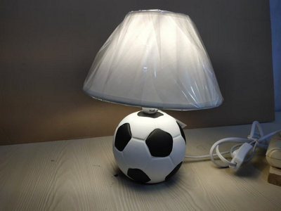 Ceramic Bedside Kids Football Table Lamp Light with Soft Shade Football ...