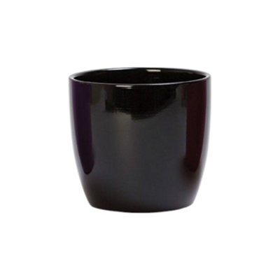 Ceramic Black Indoor Plant Pot - H12cm