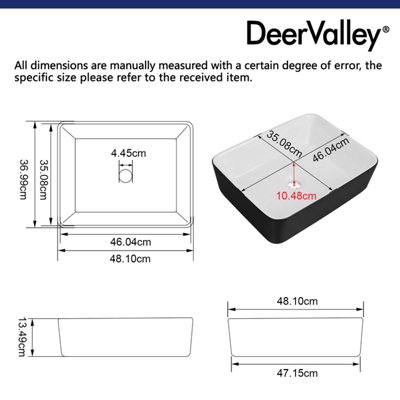 Ceramic Countertop Basin, DeerValley Rectangular Bathroom Vessel Sink ...