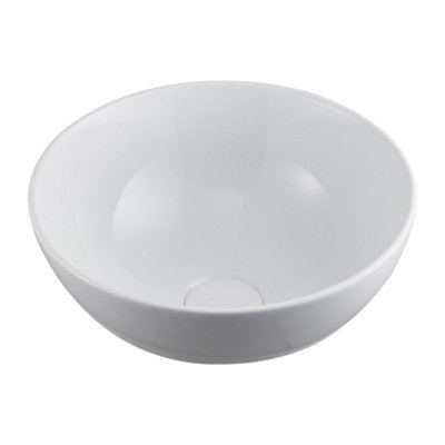 Ceramic Countertop Basin with Central Drain Set White Bowl Shape Basin