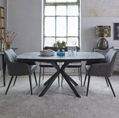 Ceramic extending dining table with twist motion to extend Rocca Faux ...
