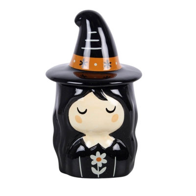 Ceramic Folk Witch Fragrance Oil Burner - Black