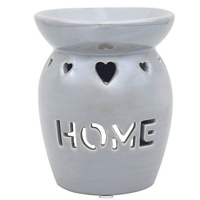 Ceramic Grey Cut Out Home Oil and Wax Burner - Gift Idea